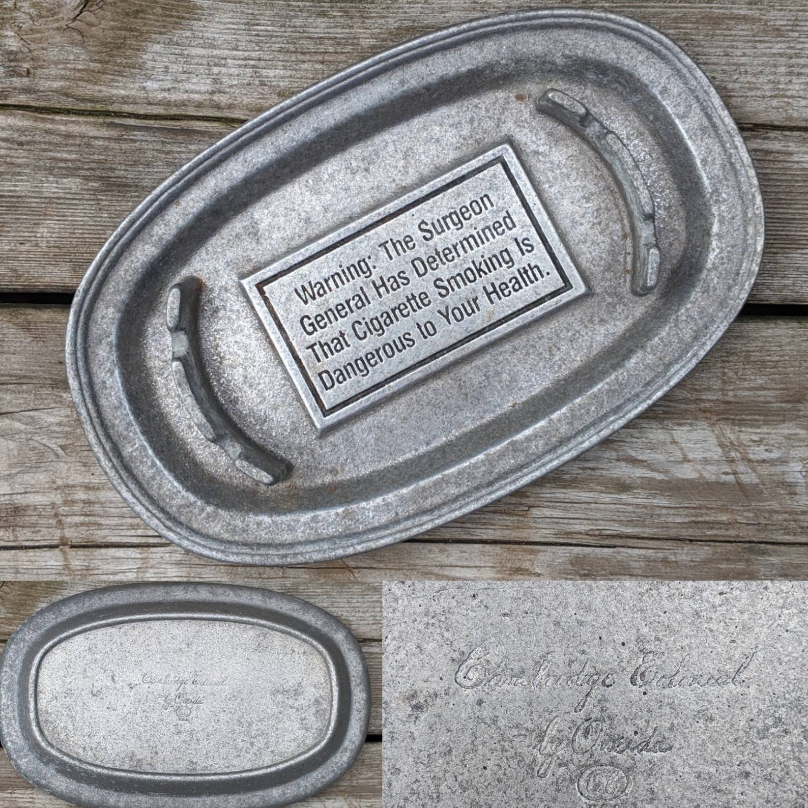 Oneida Cambridge Colonial Pewter Ashtray 70s Warning: The | Etsy