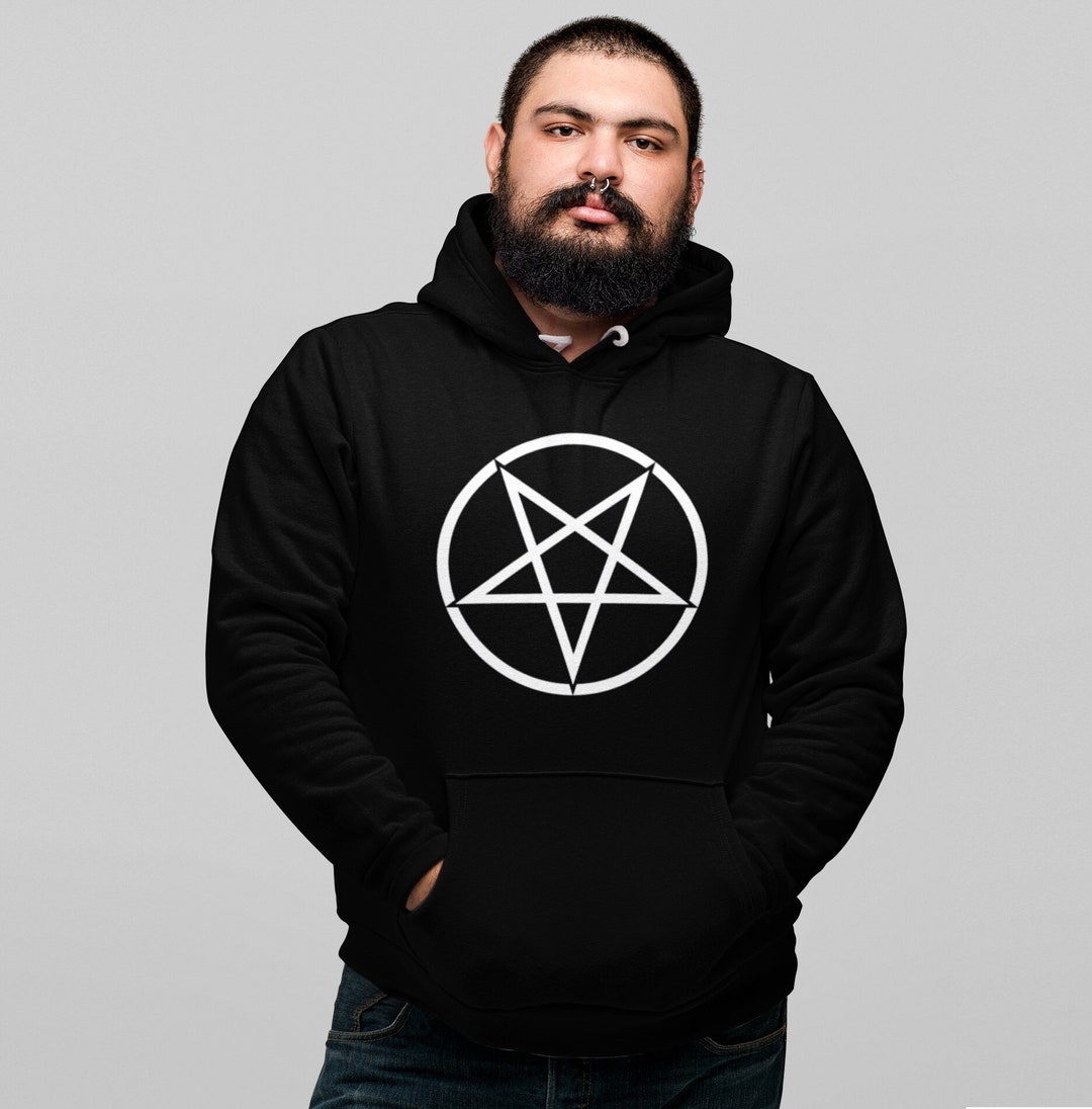 Pins & Bones Pentagram Hoodie, Black Metal Gothic Themed, Unisex Black ...