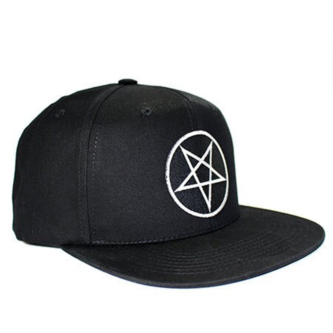 Pins & Bones Pentagram Snapback Hat, Occult Inverted Pentagram One Size ...