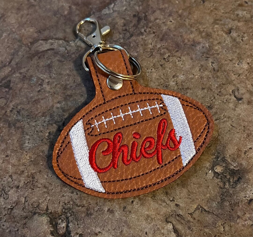 KC Chiefs Football Team-keychain-embroidered Faux Leather-unique Gift ...