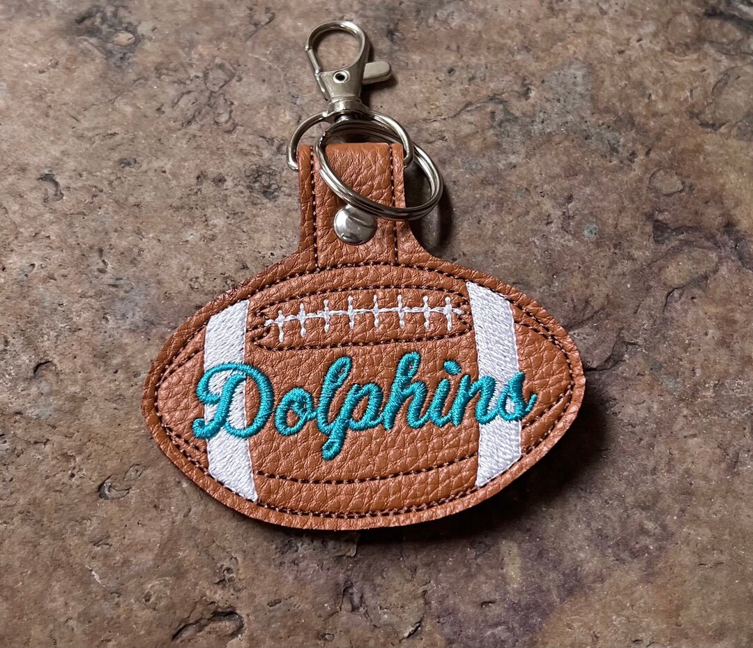 Dolphins Football Team-keychain-embroidered Faux Leather-unique Gift ...