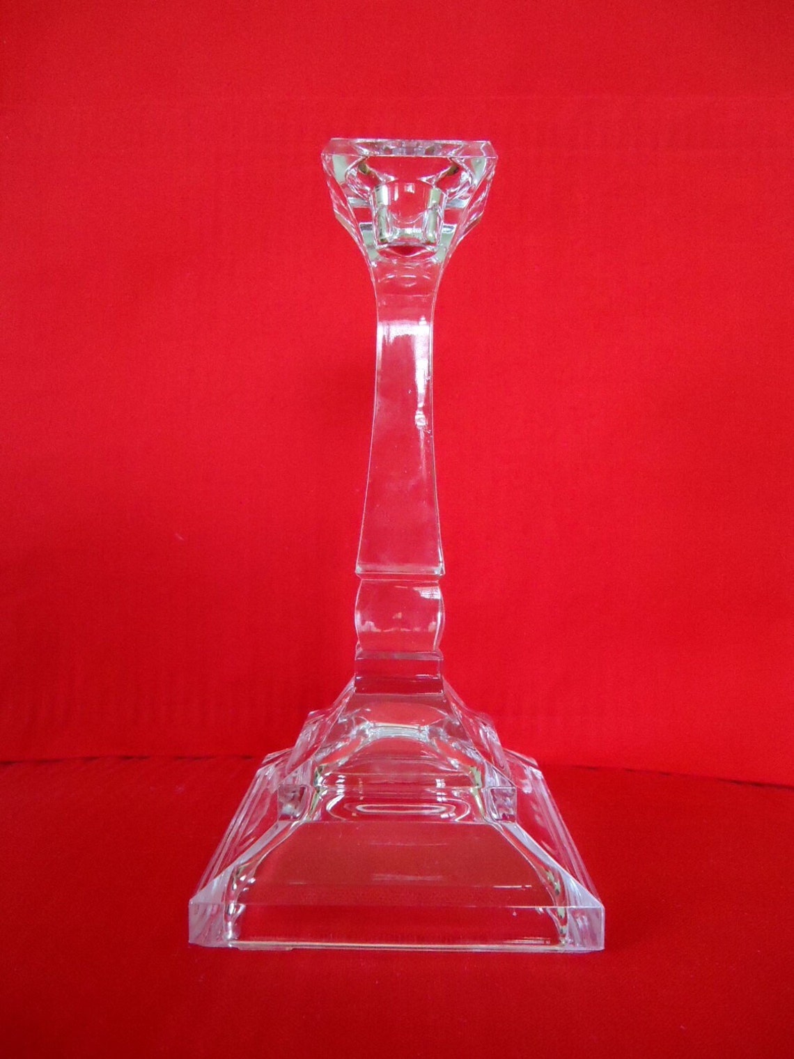 2 Tall CRYSTAL CANDLESTICKS with Square Bases Vintage Art Deco | Etsy