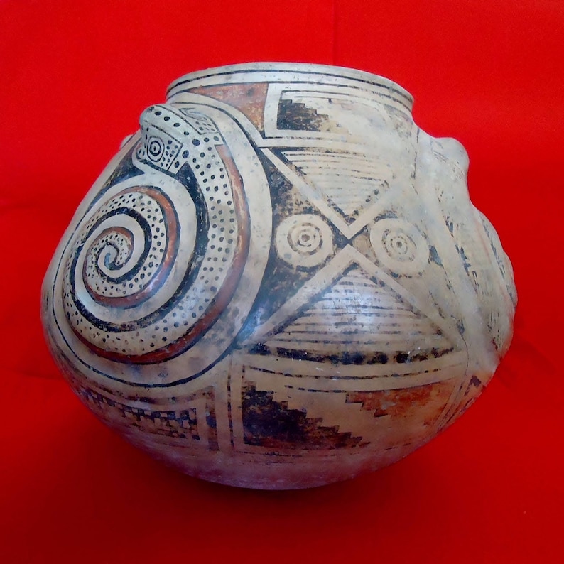 Ancient Native American Large ARTIFACT With EXTRUDING SNAKES Relic ...