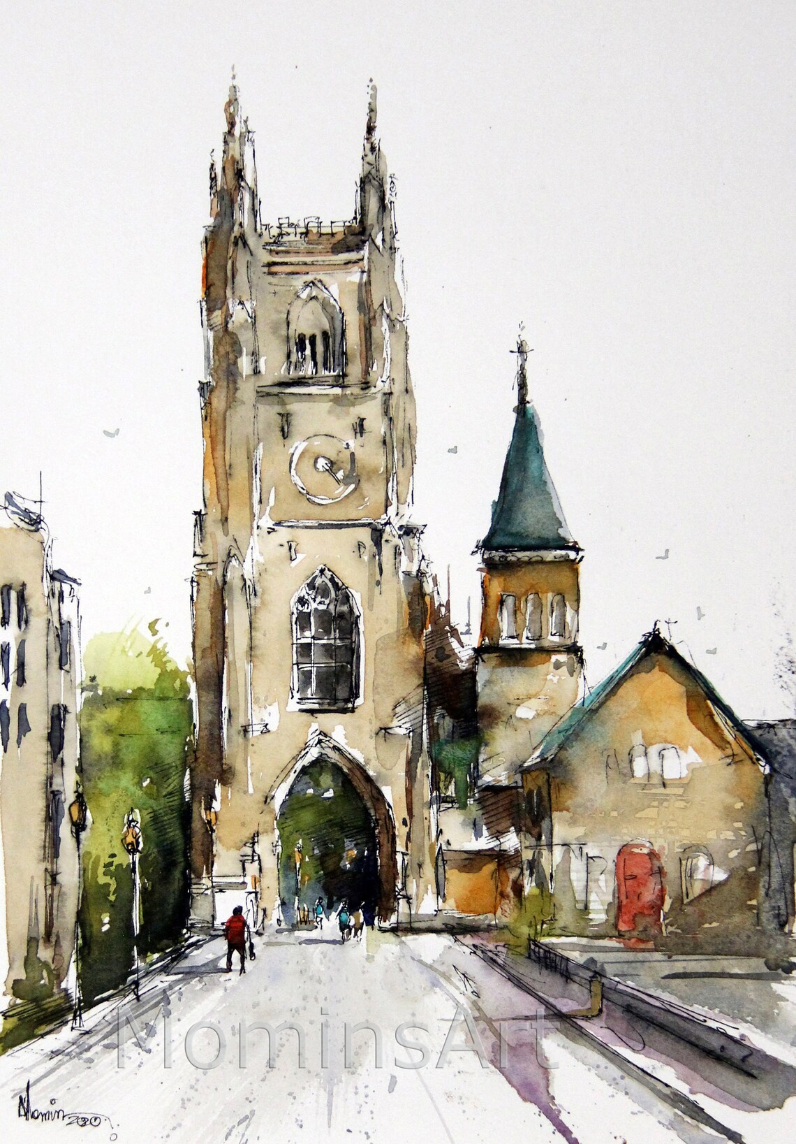 University of Toronto Soldiers Tower Clock Tower Original Watercolor ...
