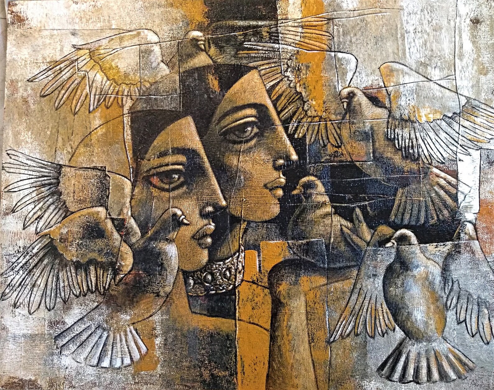 Acrylic Abstract Eastern Girls Painting Prints, You Will Love. - Etsy