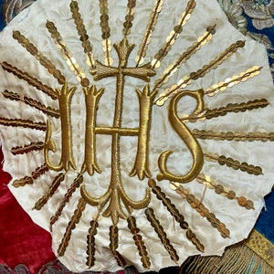 Antique Gold Metallic Ecclesiastic Applique IHS - Etsy