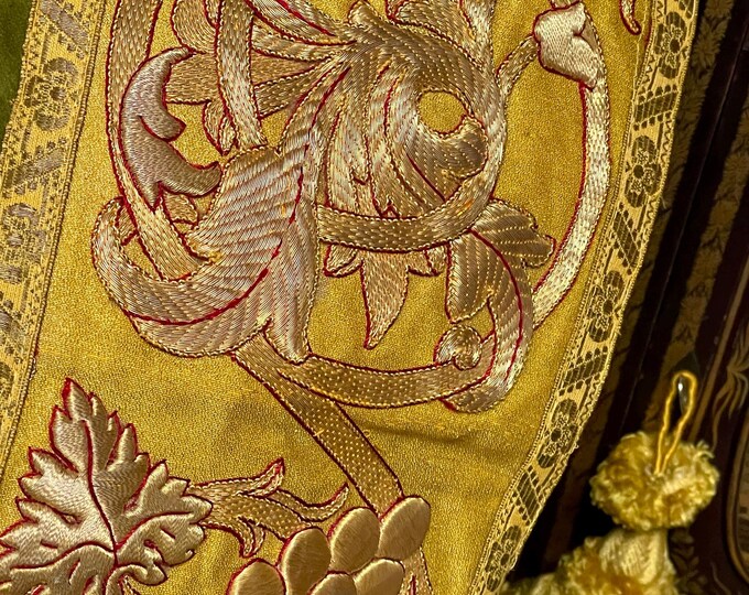 Antique Gold Metallic Embroidered Panel - Etsy