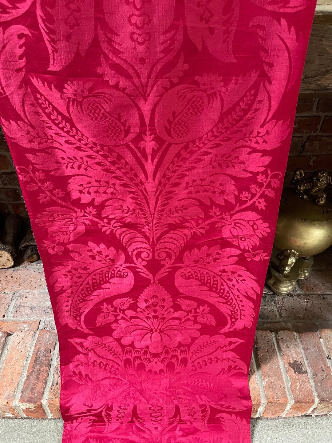 Antique French Silk Damask Pomegranates - Etsy