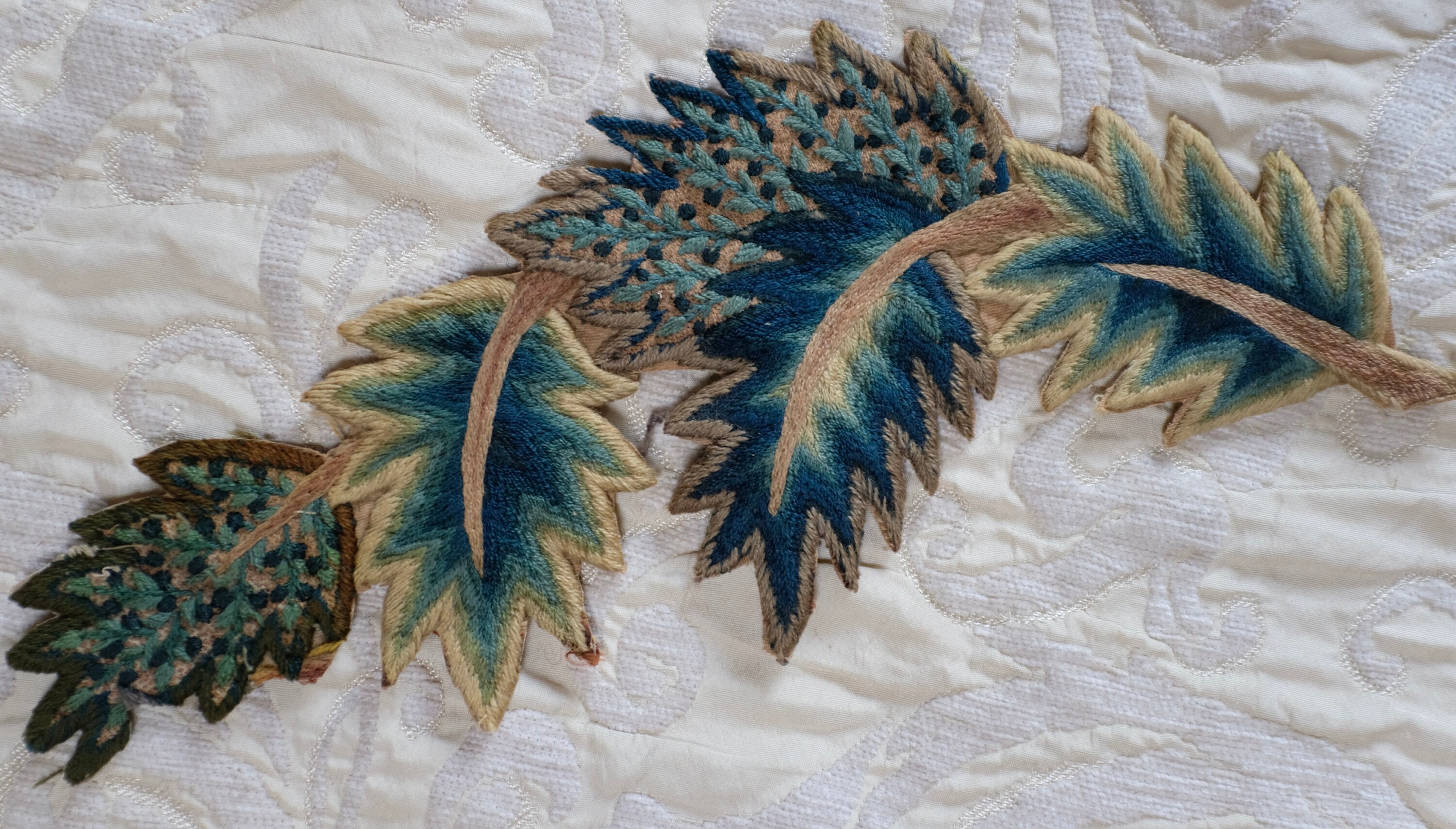 17th Century Crewel Work Jacobean Tree of Life Leaves Applique - Etsy UK