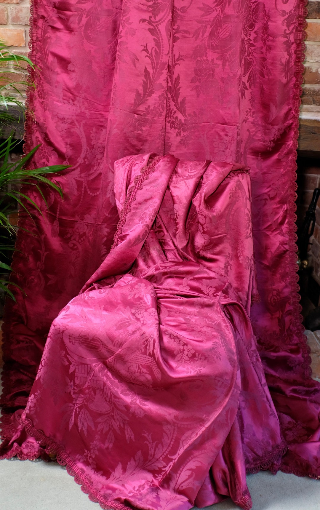 Antique Silk Curtain French Empire Chateau Drape - Etsy