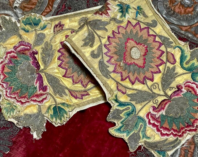 18th Century Embroidery Baroque Italian Silk Metallic Needlework ...