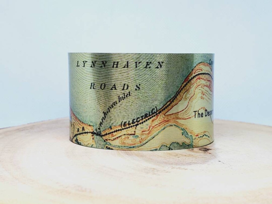 Cape Henry Virginia Map Cuff Bracelet. Vintage Map Print Print, Unique ...