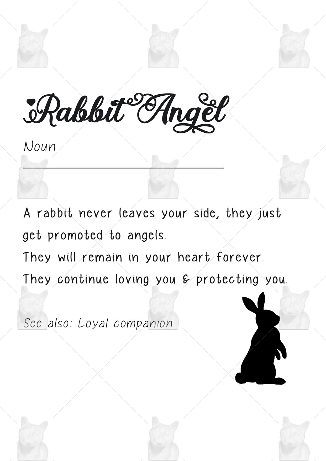 Rabbit Angel Definition Print Rabbit Loss Rabbit Memorial - Etsy