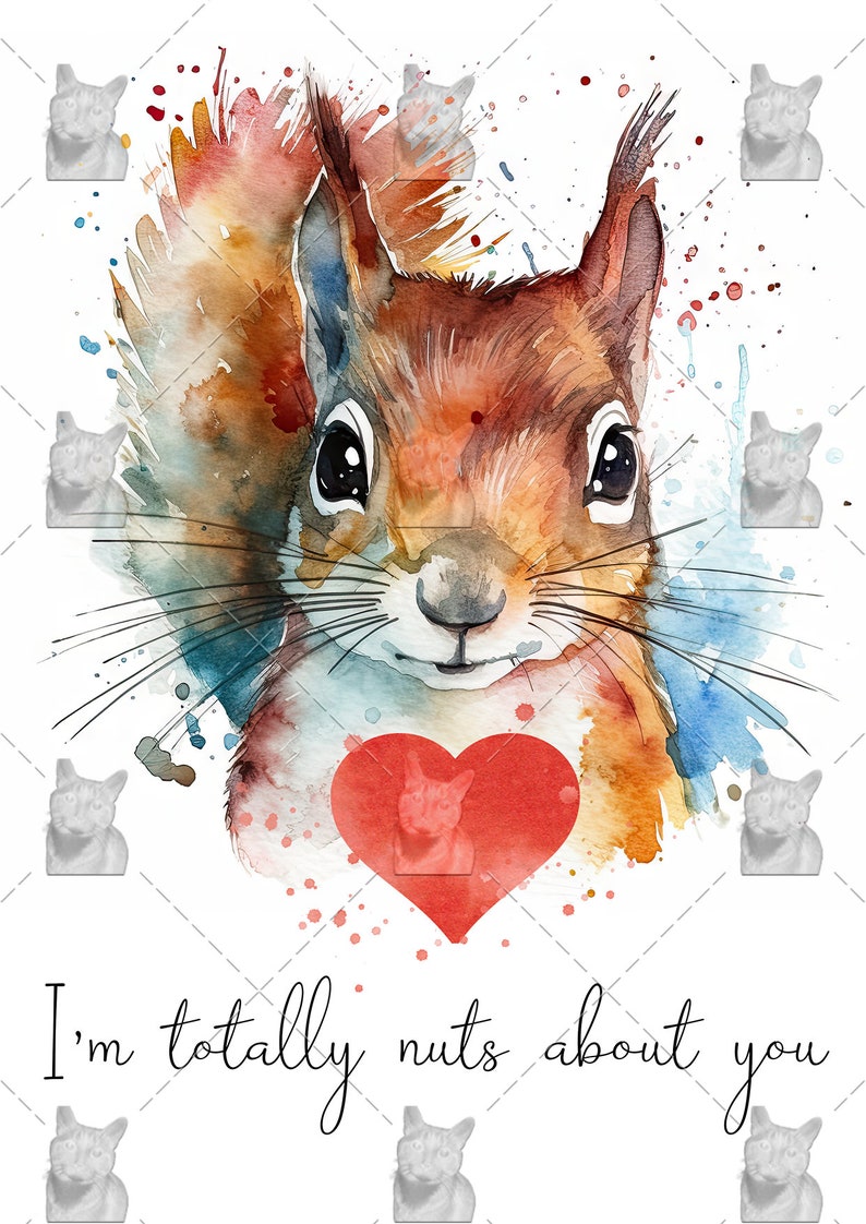 I'm Totally Nuts About You Card, Squirrel Card, Valentines Day Card ...