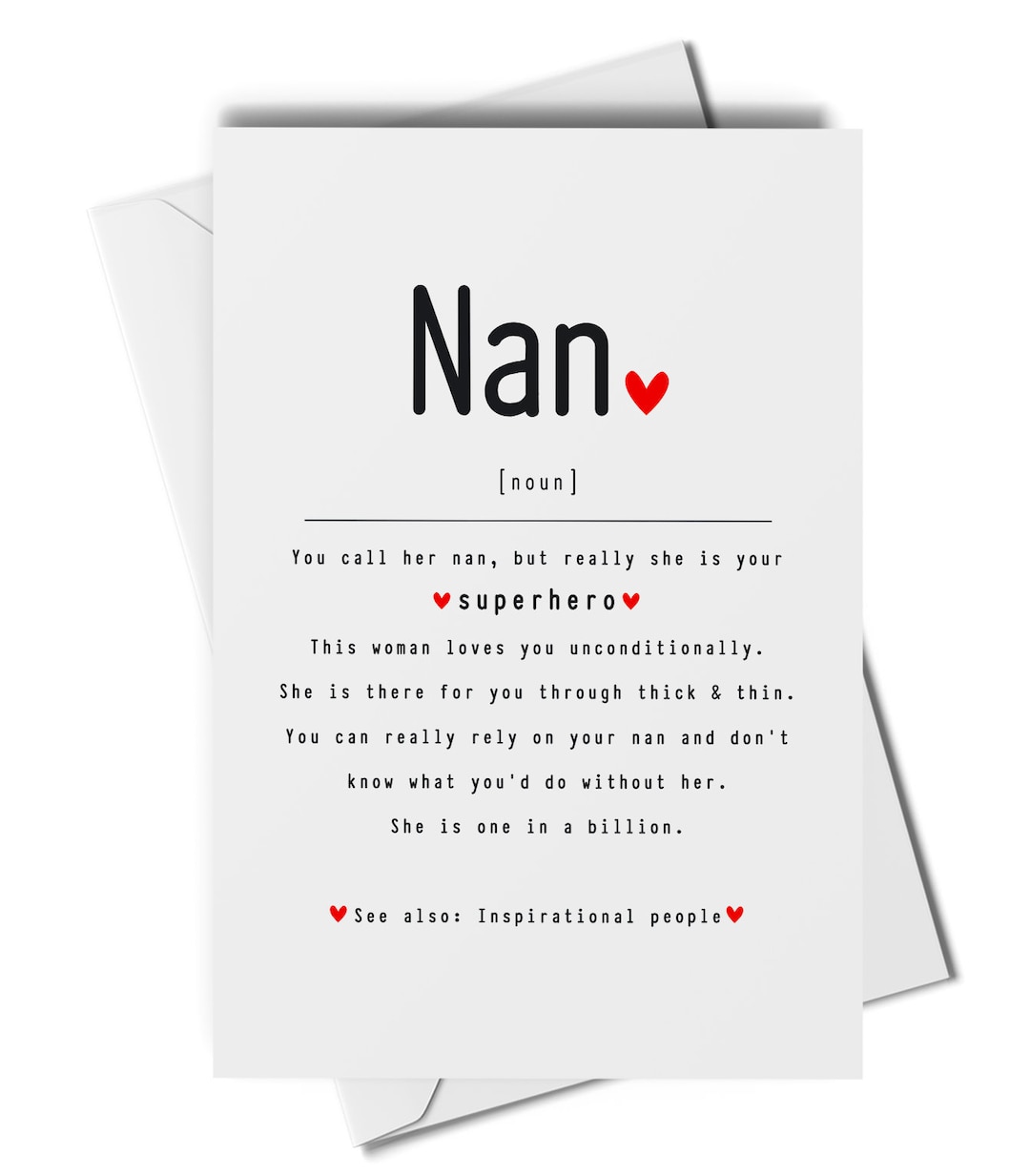 Nan Definition Card, Nan Card for Any Occasion, Loving Nan Birthday ...