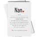 Nan Definition Card, Nan Card for Any Occasion, Loving Nan Birthday ...