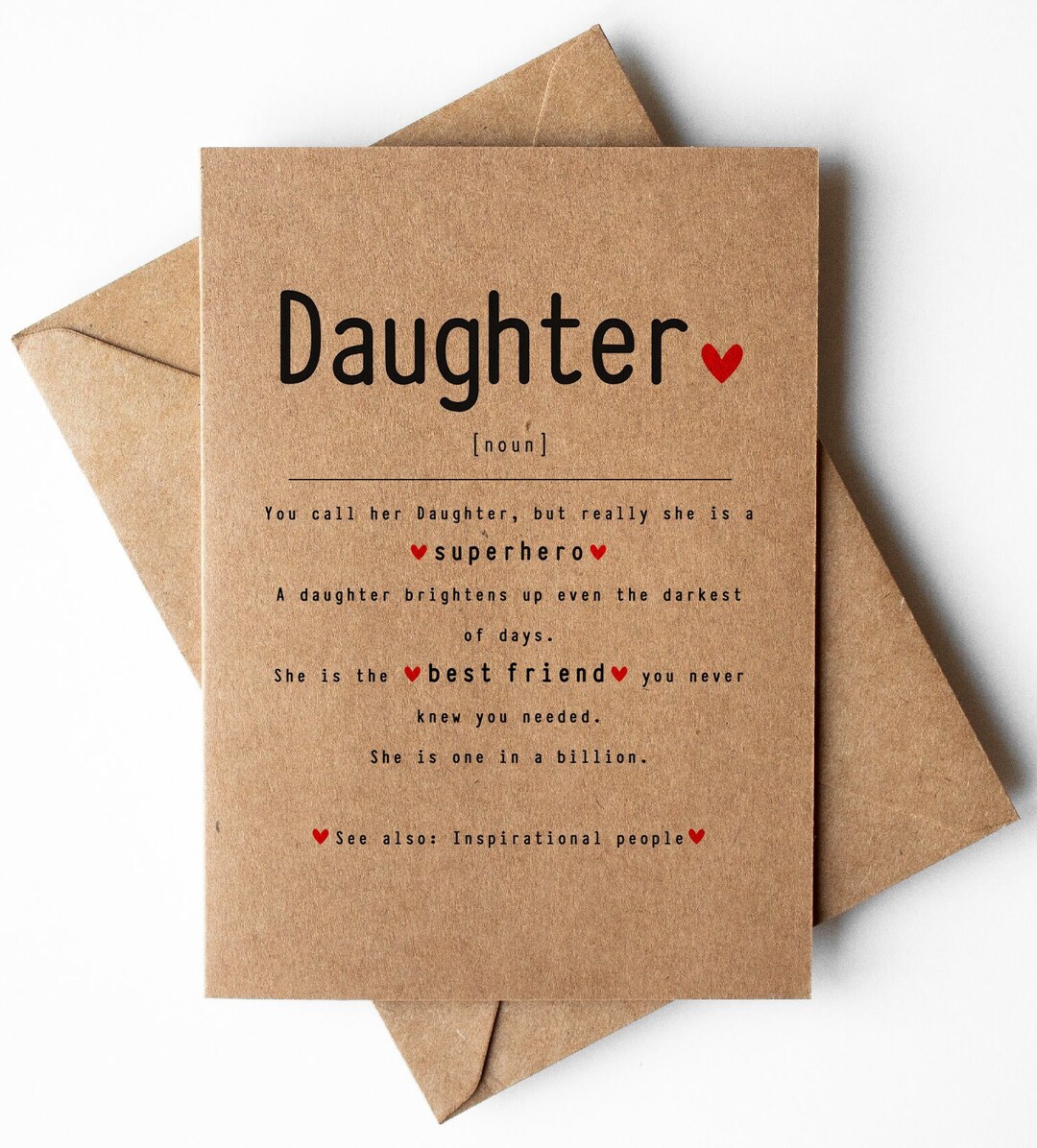 Daughter Definition Card, Daughter Card for Any Occasion, Sentimental ...
