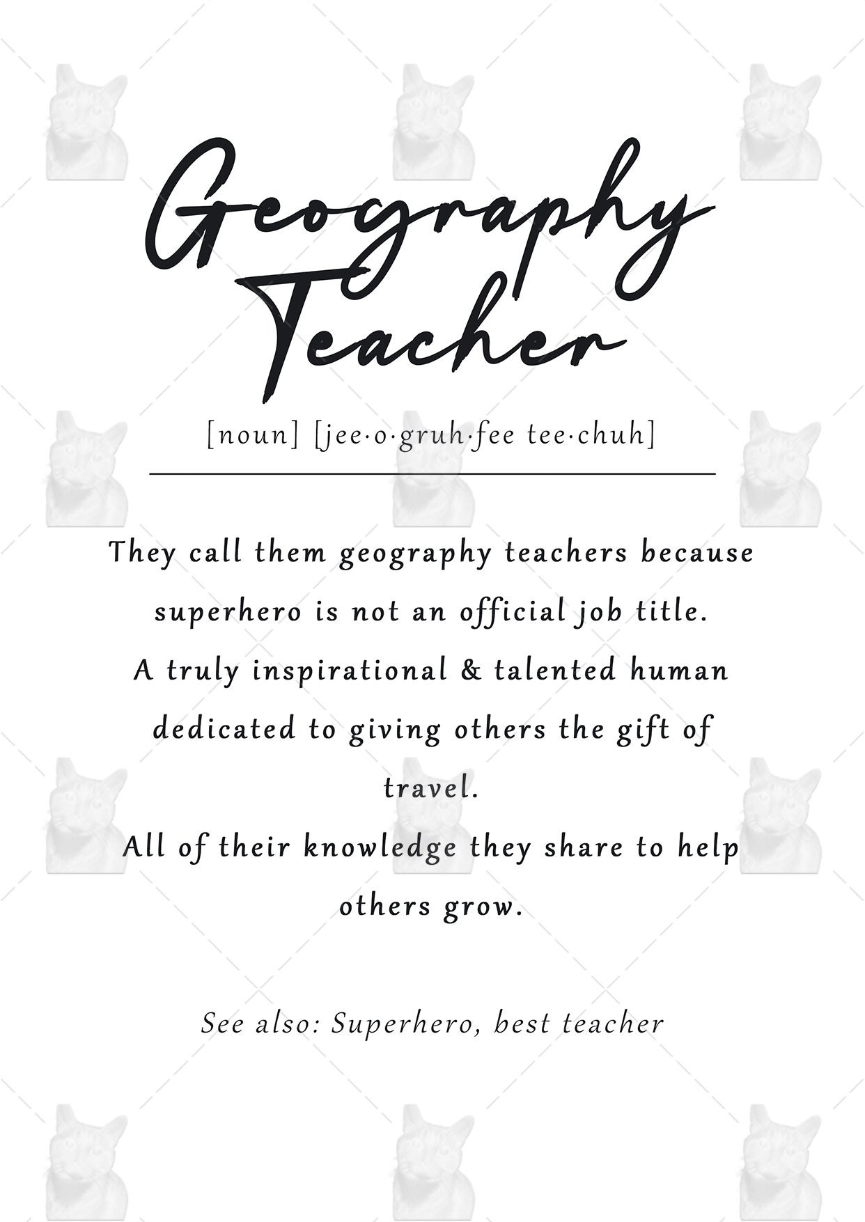 Geography Teacher Definition Print Gift for Geography - Etsy