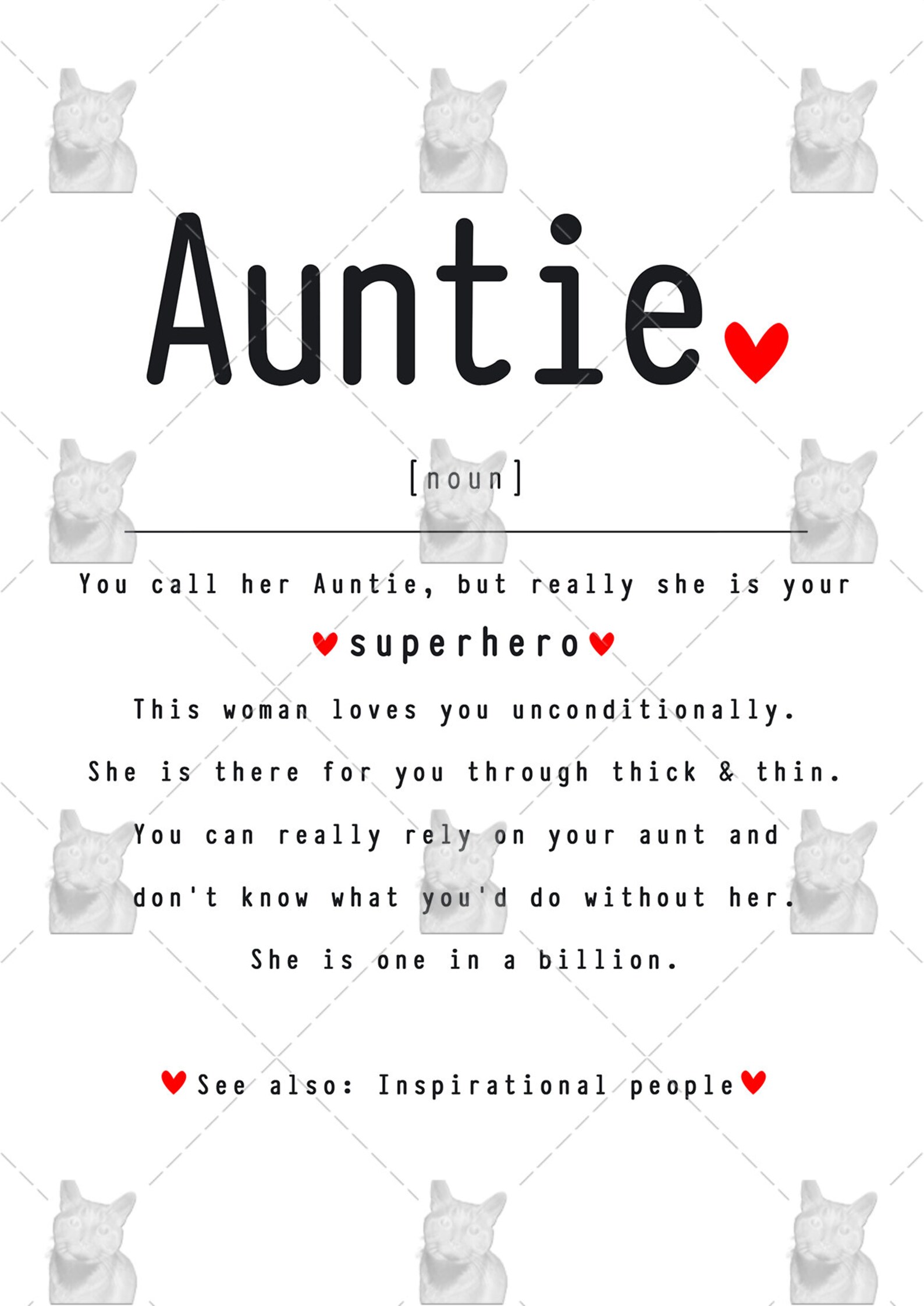 Auntie Definition Card, Aunite Card for Any Occasion, Loving Auntie ...