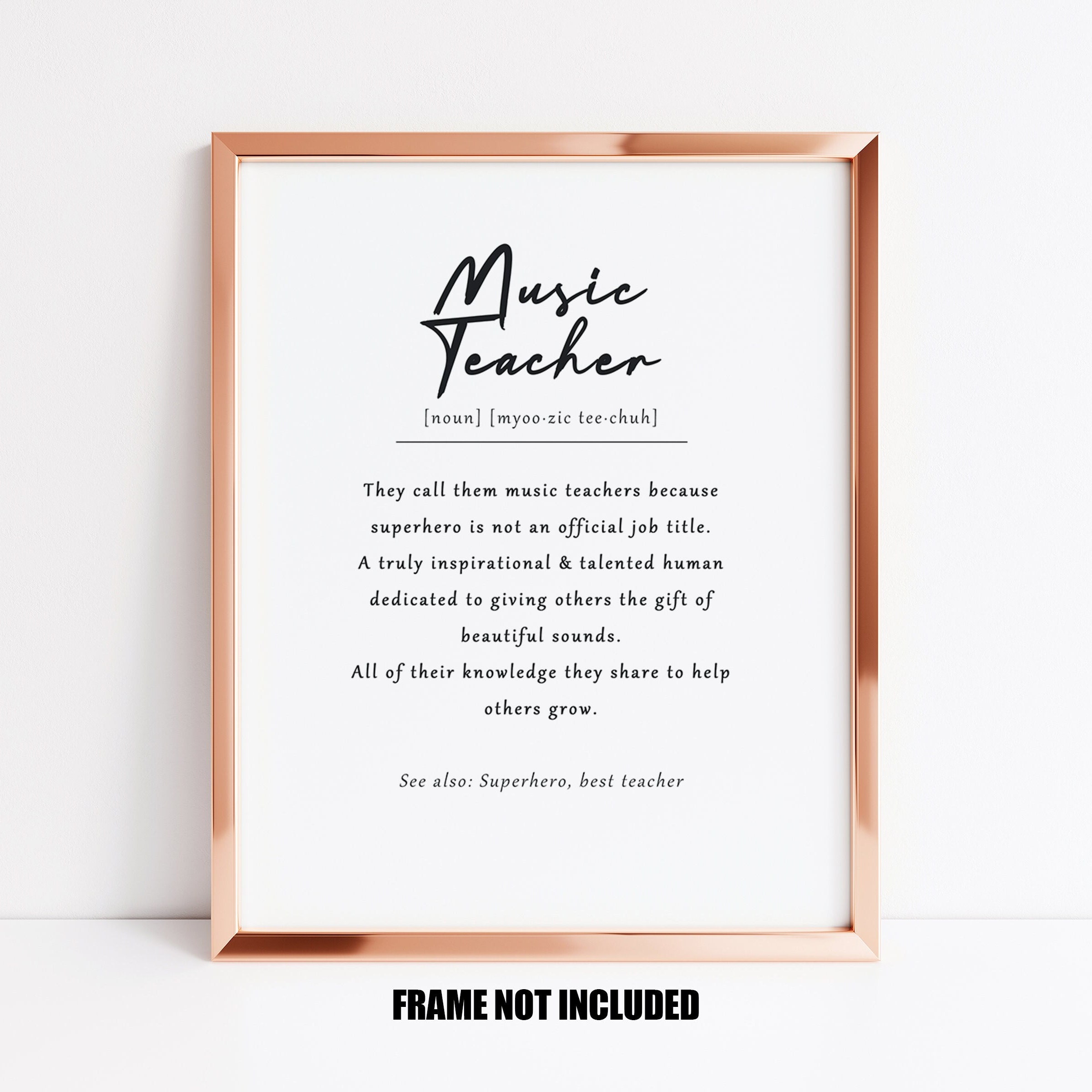 Music Teacher Definition Print Music Teacher Gift Music - Etsy