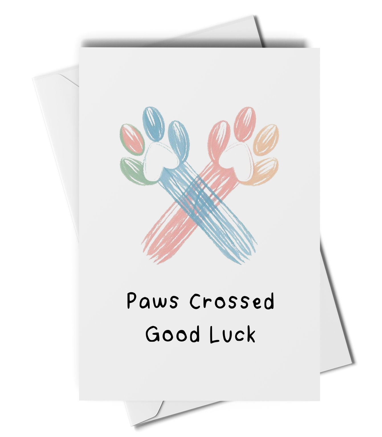 Paws Crossed Good Luck Card, Cute Good Luck Card, Kraft Good Luck Card ...