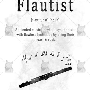 Flautist Definition Art Print, Gift for Flute Player, Flautist Keepsake ...