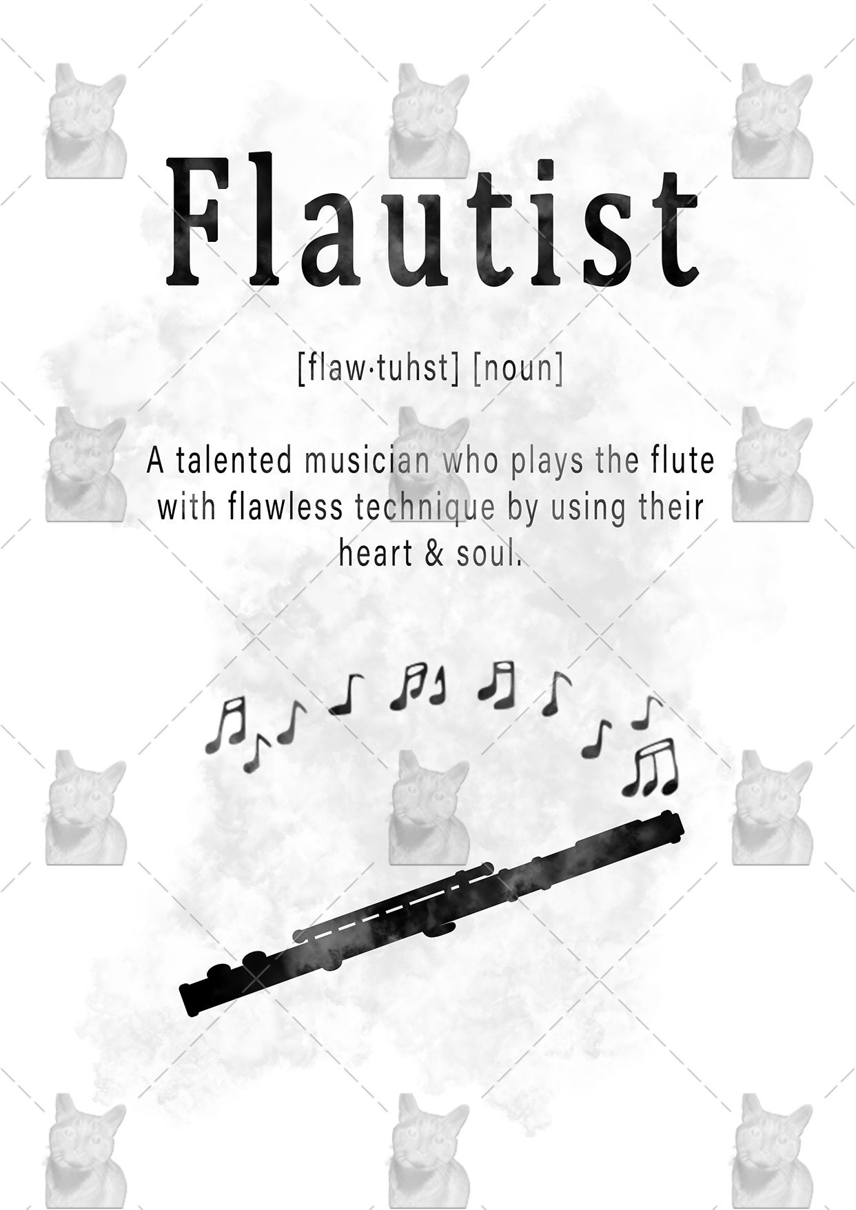 Flautist Definition Art Print, Gift for Flute Player, Flautist Keepsake ...