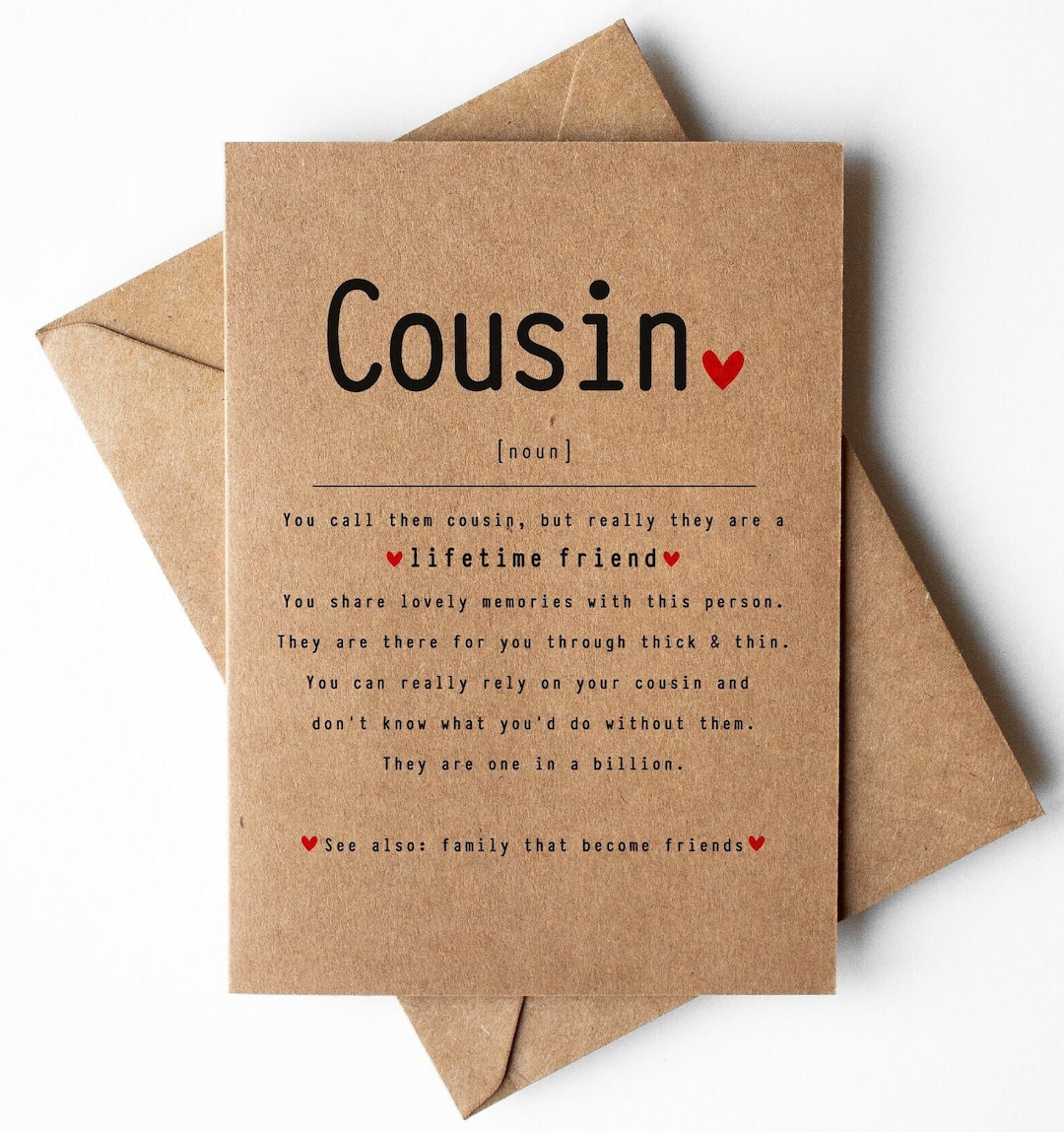Cousin Definition Greetings Card, Cousin Card for Any Occasion, Cousin Appreciation, Cousin ...