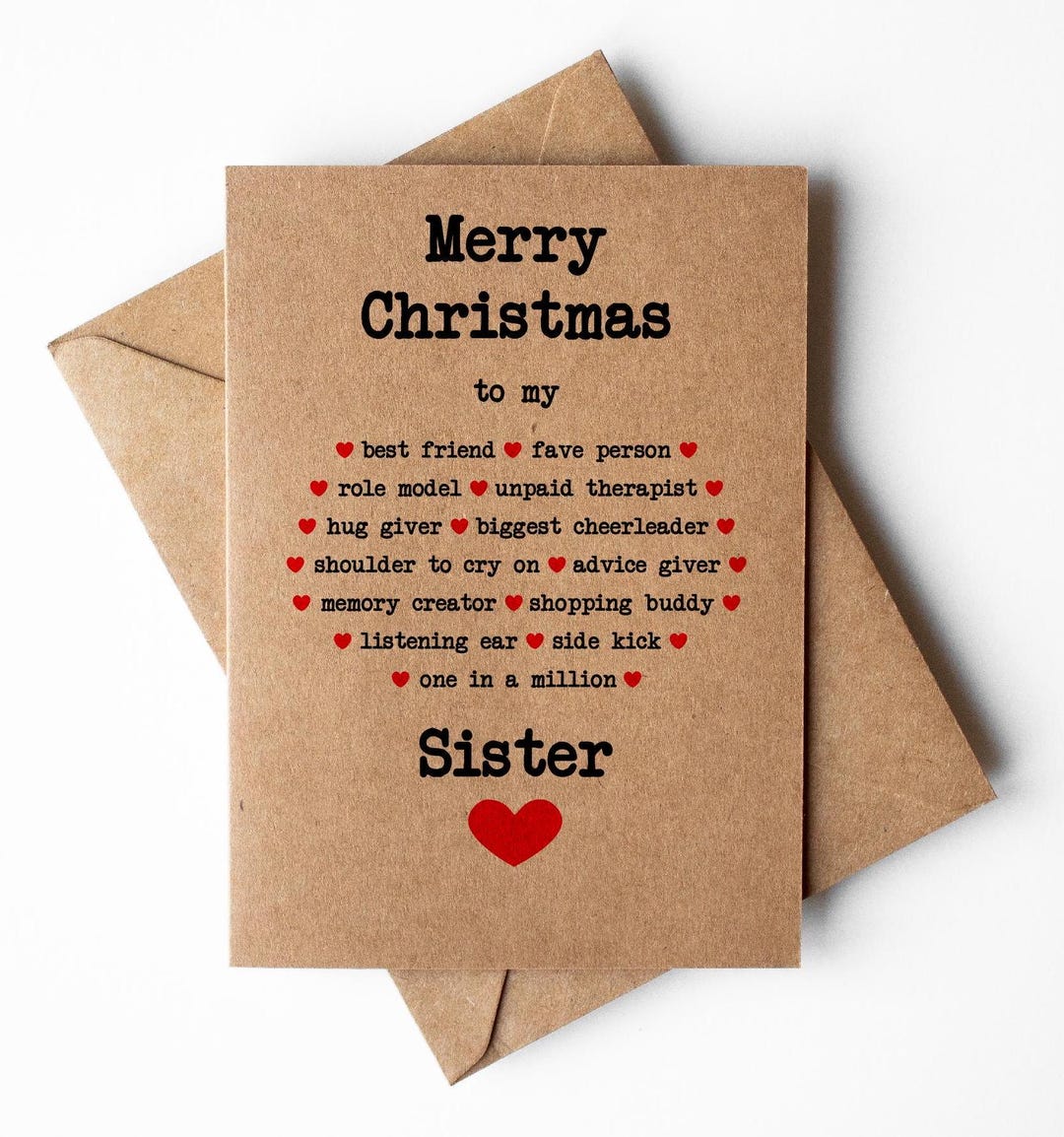 Sister Christmas Card, Cute Sister Christmas Card, Sister Festive Card ...