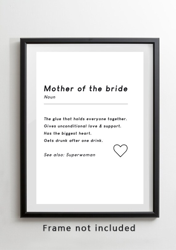 Mother of the Bride Definition Print Mother of the Bride - Etsy