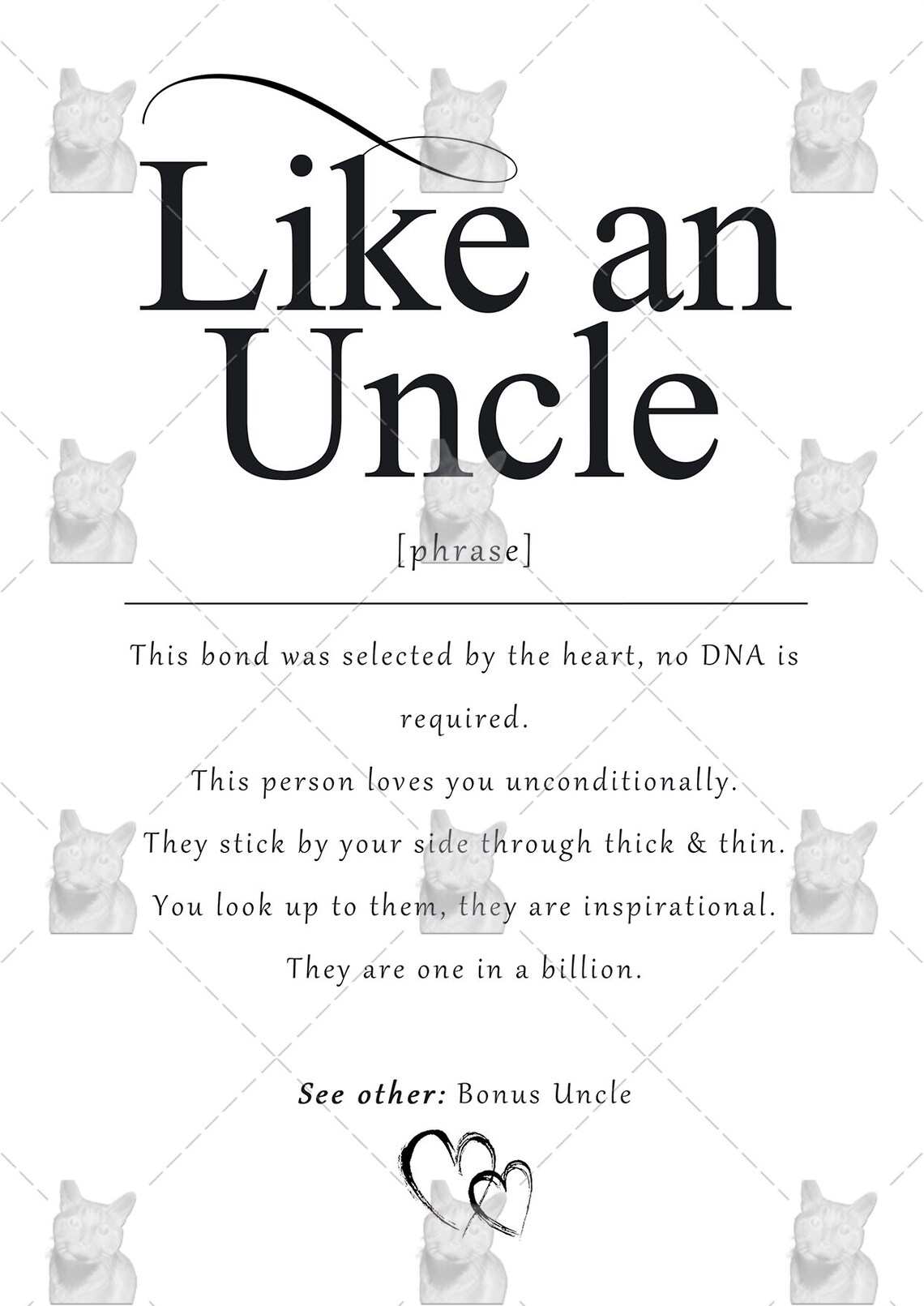 Like an Uncle Definition Art Print, Gift for Bonus Uncle, Gift for ...