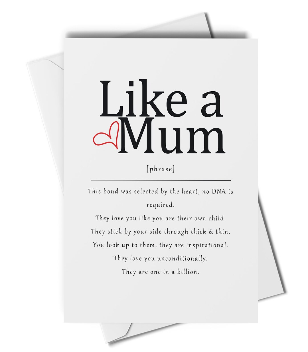 Like a Mum Definition Card, You're Like a Mum to Me Card, Stepmum Card ...