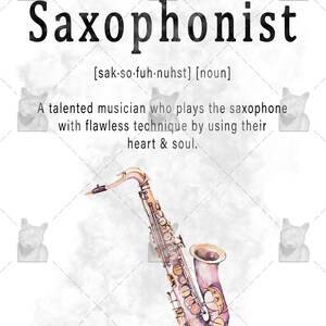 Saxophonist Definition Greetings Card or Art Print, Gift for Saxophone ...