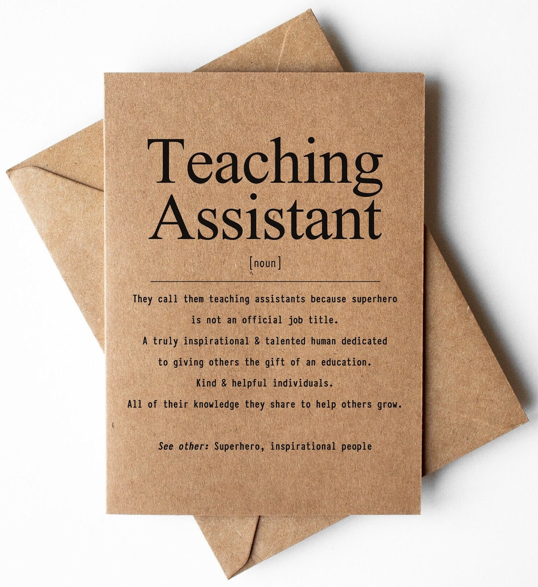 Teaching Assistant Definition Card, Teaching Assistant Appreciation ...