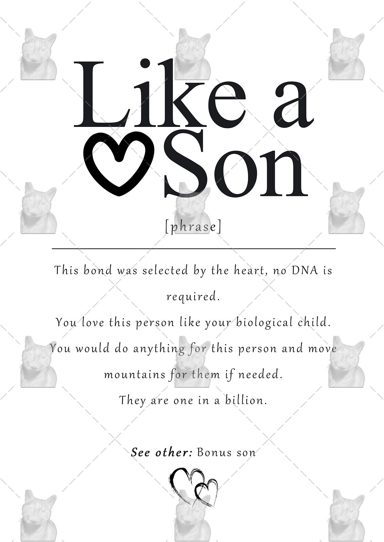 Like a Son Definition Art Print, Gift for Bonus Son, Gift for Stepson ...