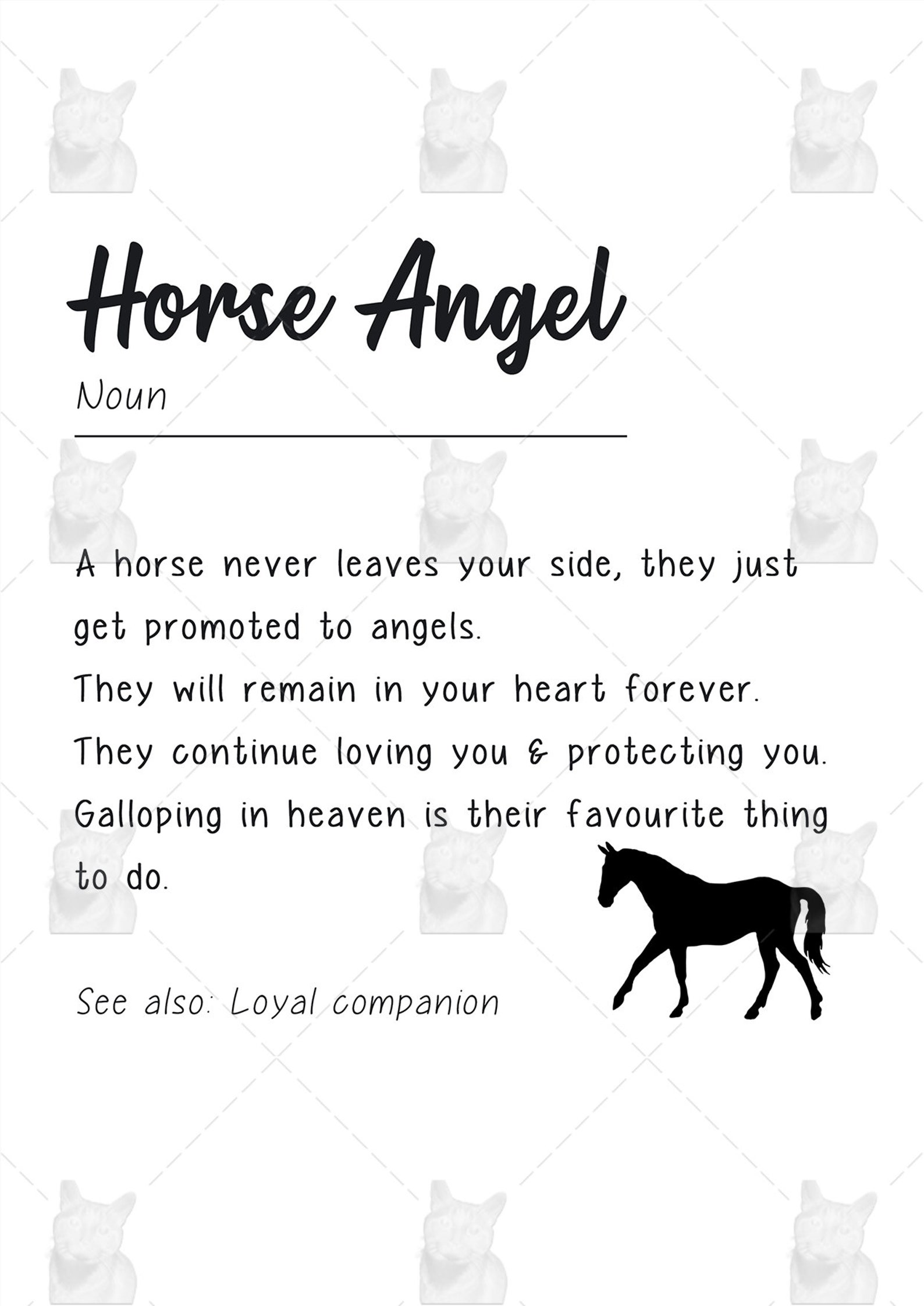 Horse Angel Definition Card Horse With Sympathy Card Pet - Etsy