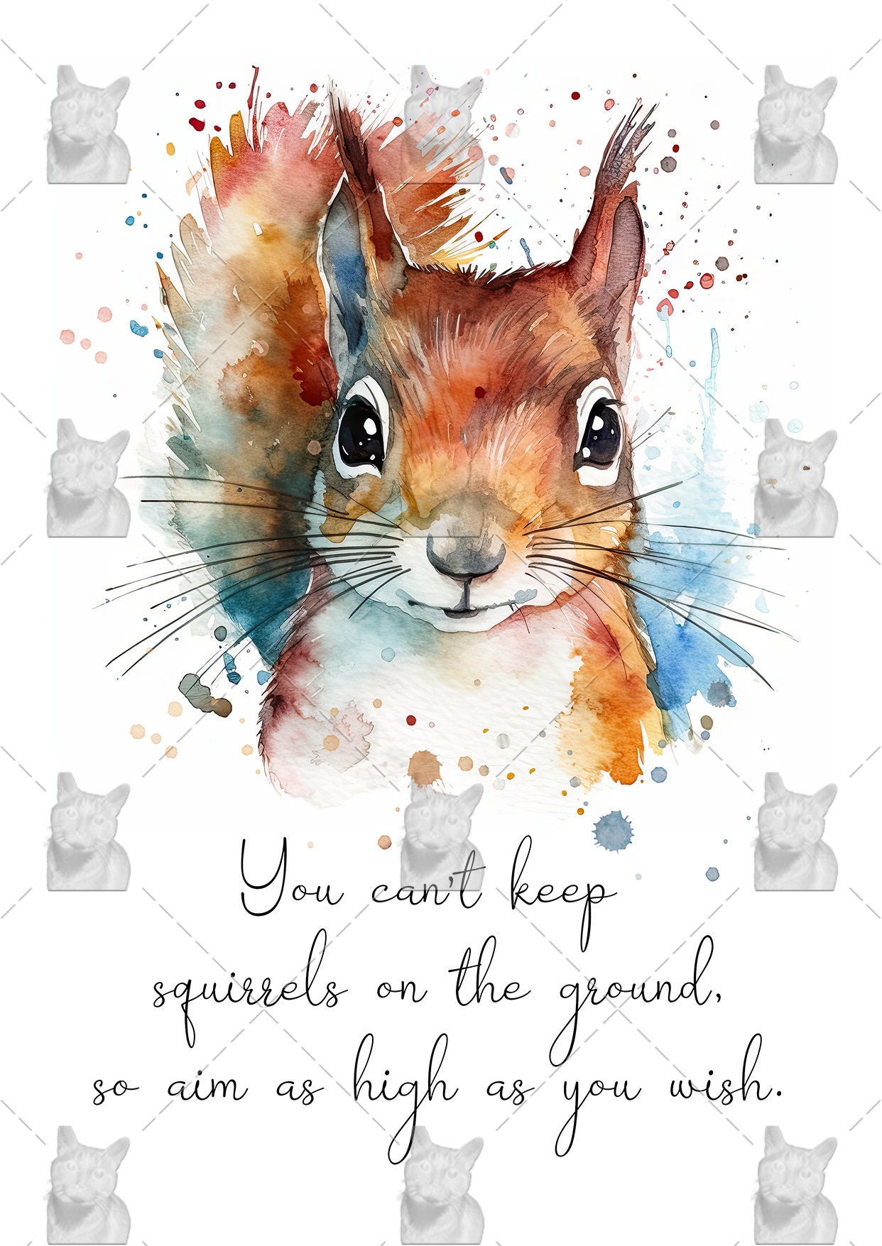 Squirrel Art Print, Motivational Art Print, Woodland Animal Art Print ...