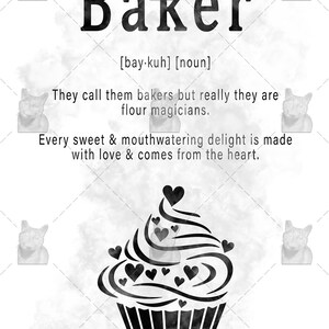 Baker Definition Greetings Card or Art Print, Birthday Gift for Baker ...