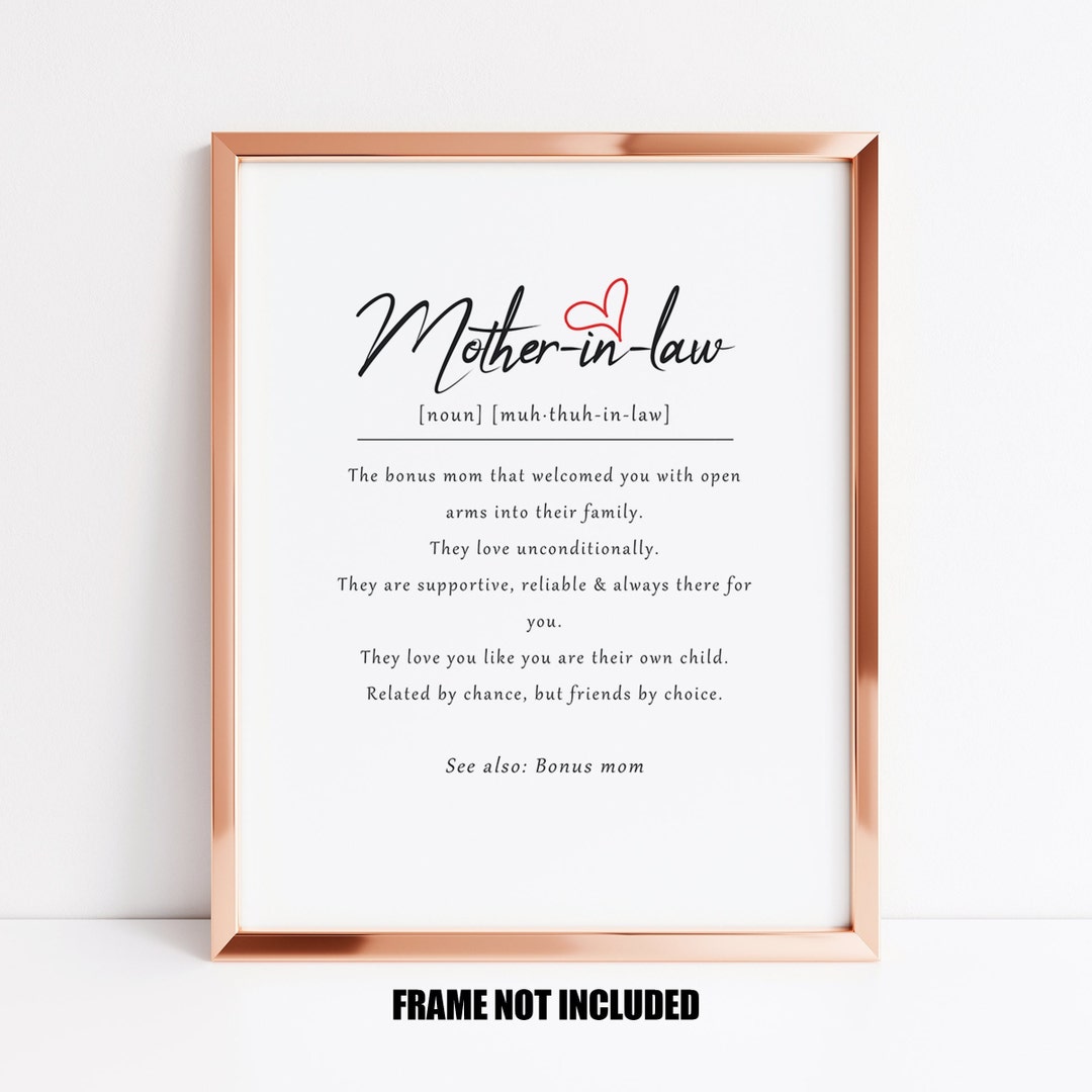 Mother in Law Definition Art Print, Gift for Mother-in-law, Thank You ...