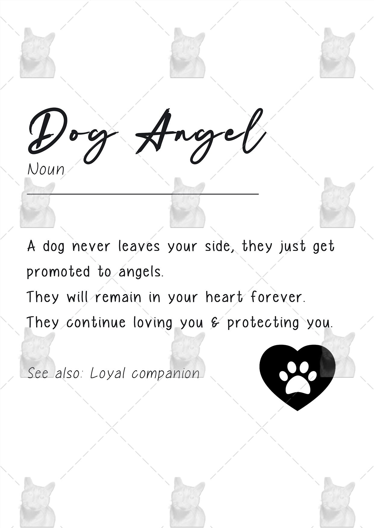 Dog Angel Definition Print, Dog Loss Print, Dog Memorial, Dog With ...