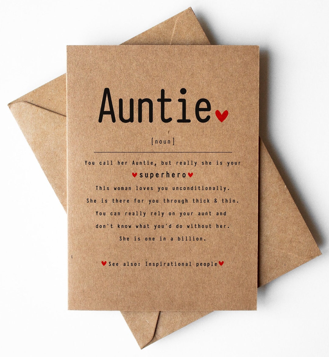 Auntie Definition Card, Aunite Card for Any Occasion, Loving Auntie Birthday Card, Sentimental ...