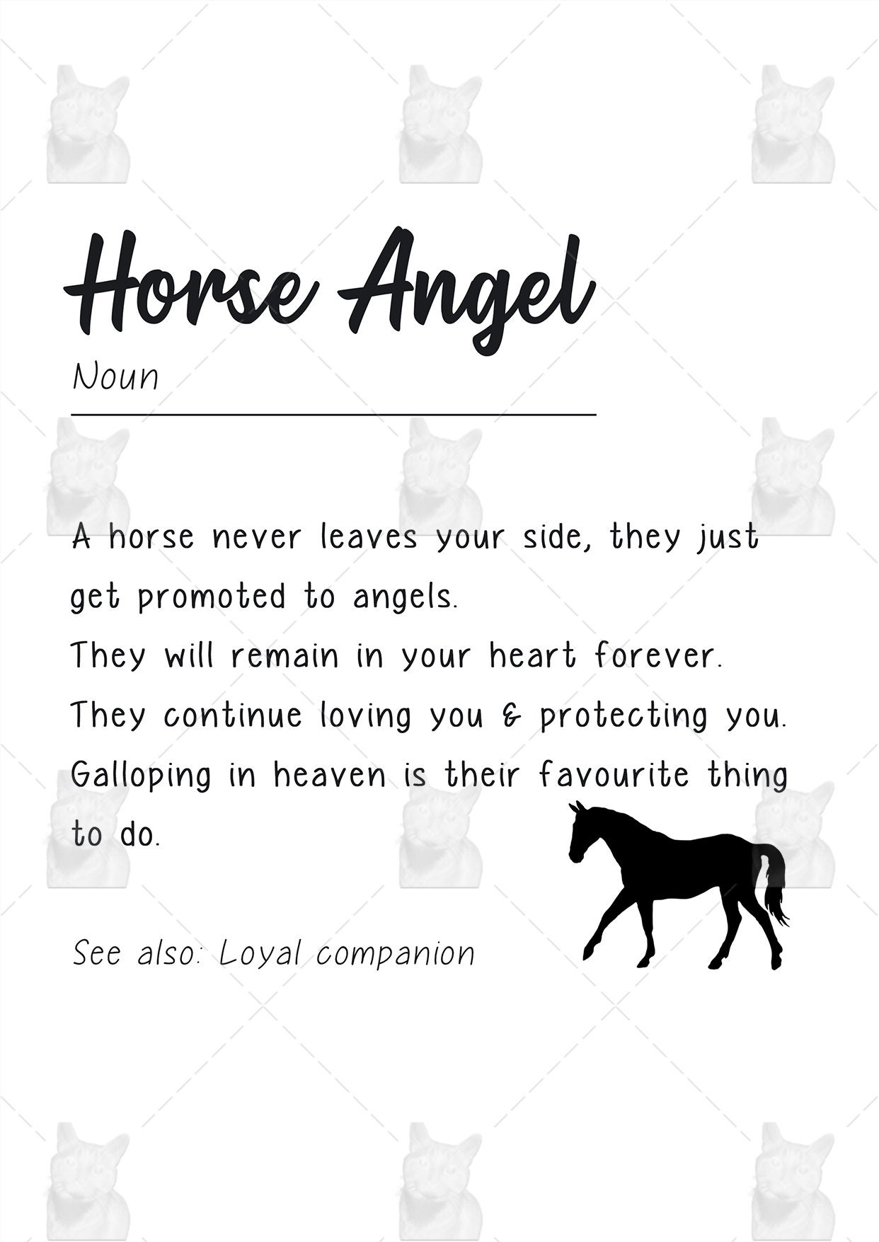 Horse Angel Definition Print, Pet Loss Gift, Horse Loss Gift, Horse With Sympathy Gift, Horse ...