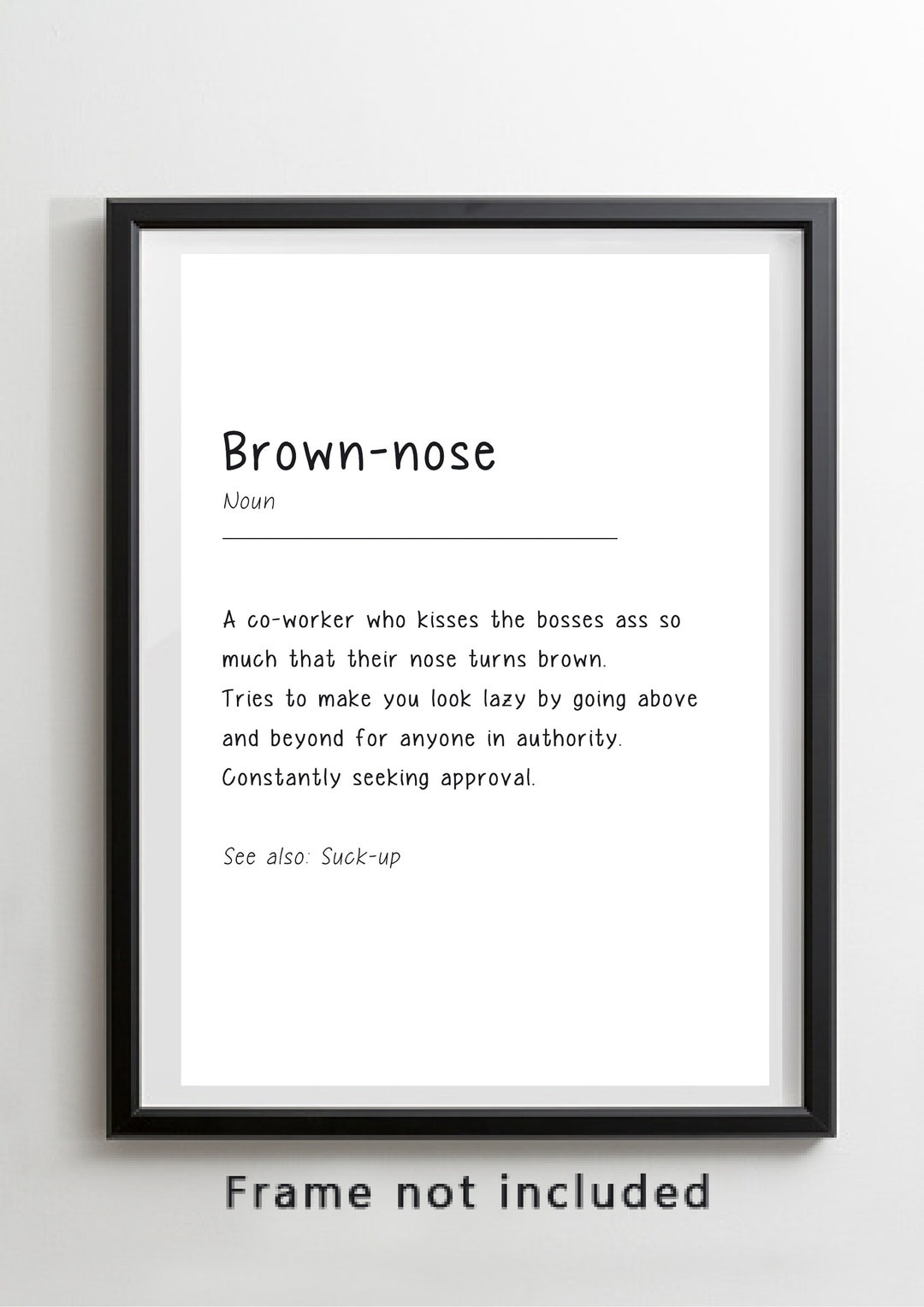 Brown-nose Definition Print, Funny Office Print, Novelty Office Picture ...