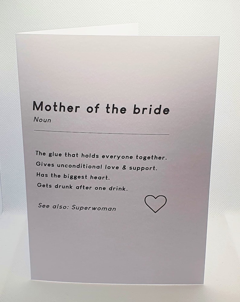 Mother of the Bride Definition Card Mother of the Bride Gift - Etsy