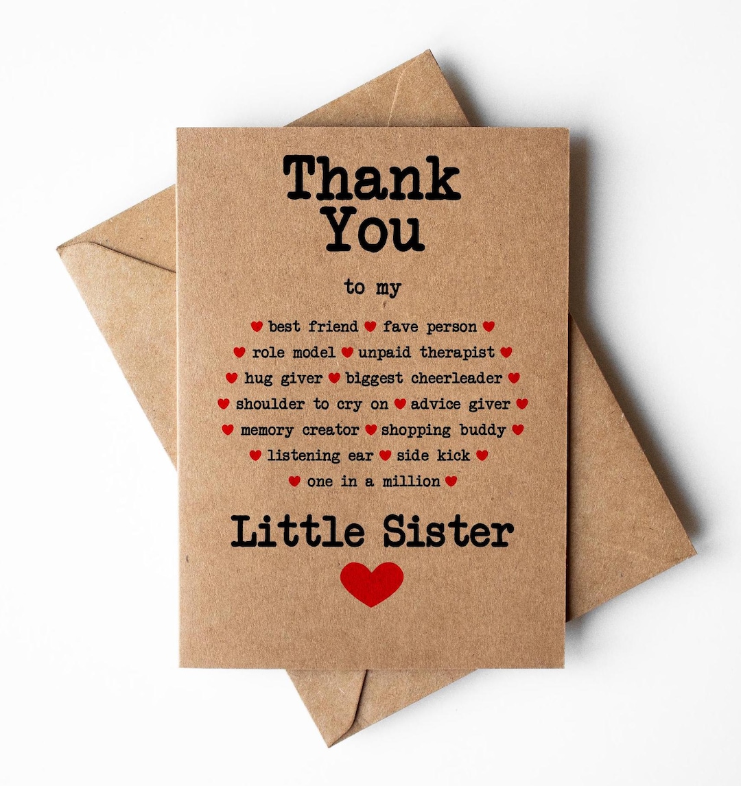 Thank You Little Sister Card, Little Sister Thank You Wedding Card ...
