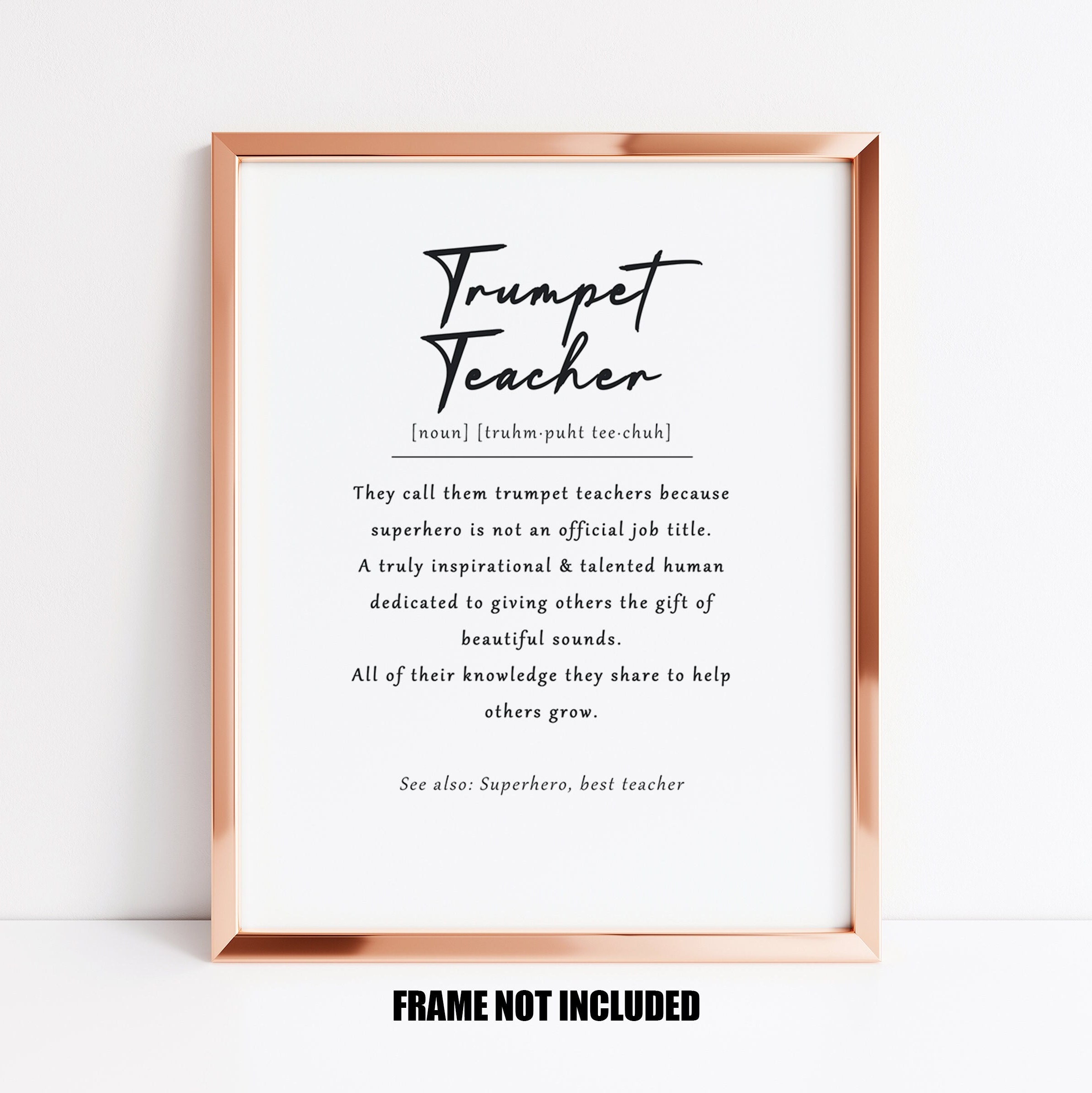 Trumpet Teacher Definition Print, Trumpet Teacher Gift, Thank You ...