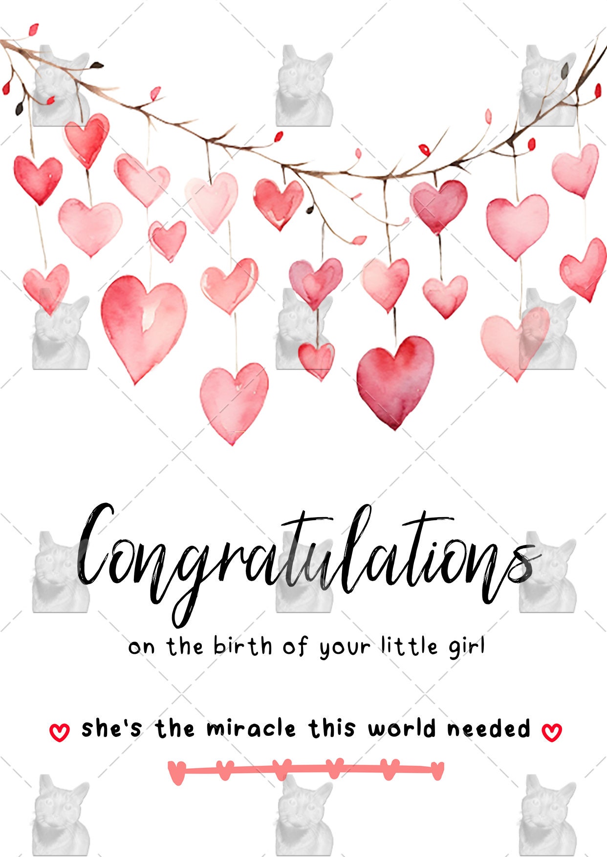 Congratulations on the Birth of Your Baby Girl Card Miracle - Etsy