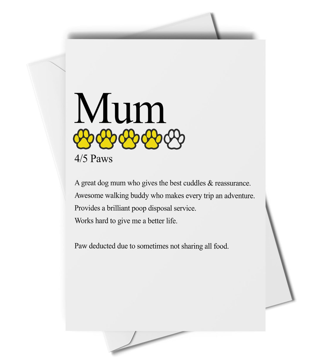 Dog Mum Card, Card From the Dog to Mum, Funny Dog Mum Card, Dog Mum ...