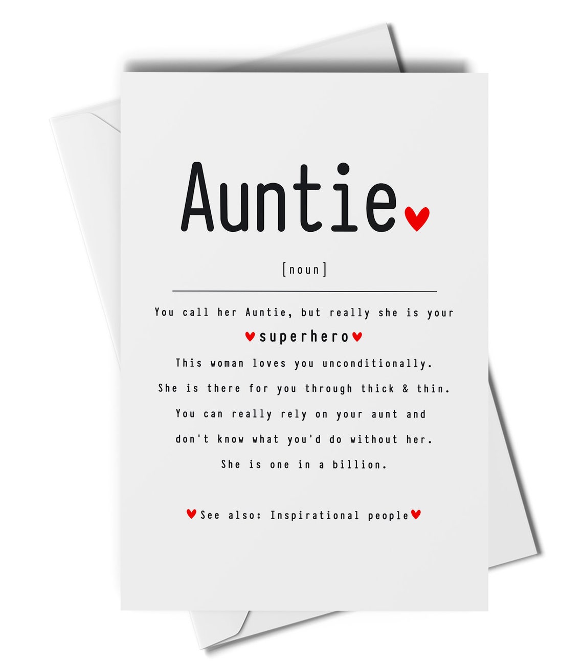 Auntie Definition Card, Aunite Card for Any Occasion, Loving Auntie ...