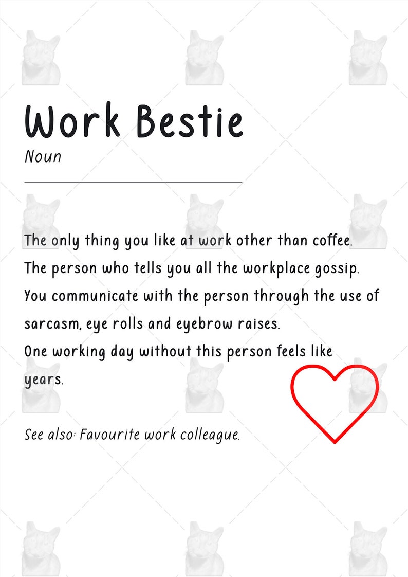Work Bestie Definition Print Work Bestie Gift Favourite Work - Etsy